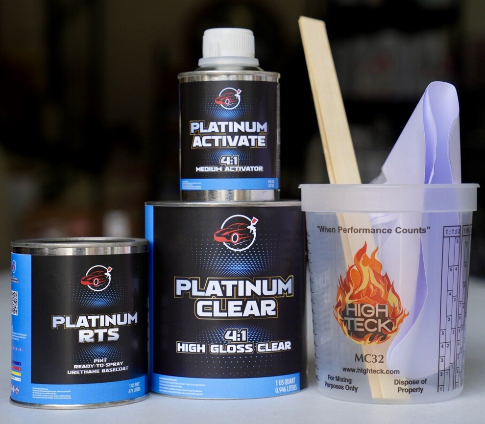 GM Ebony Black 8555 Basecoat Pint Ready to Spray + High Gloss Clear Qu ...